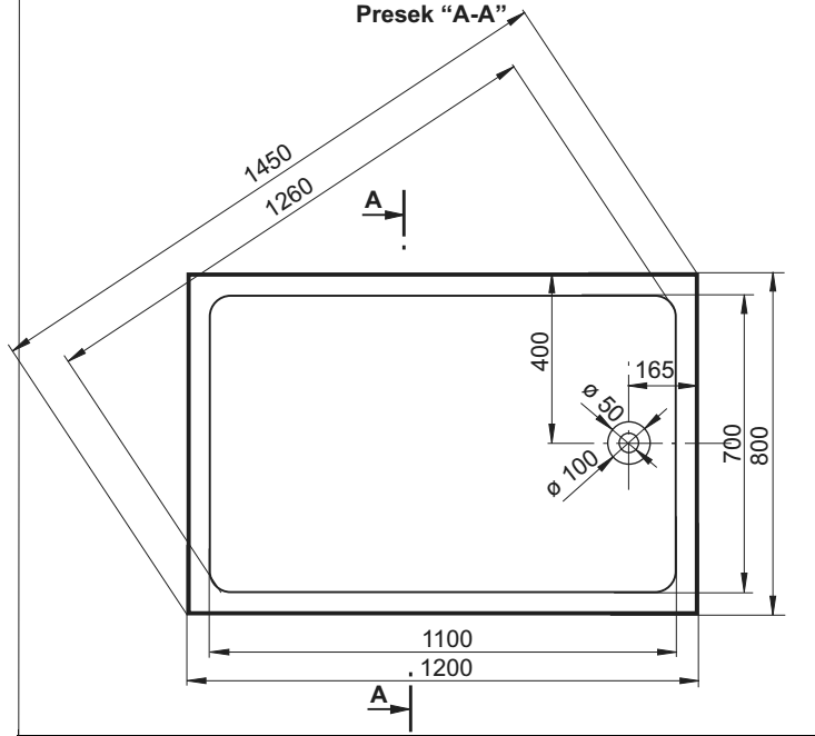 Tuš kada sa oblogom i postoljem 120×80 ALFA Polyagram – ELMOS Promet