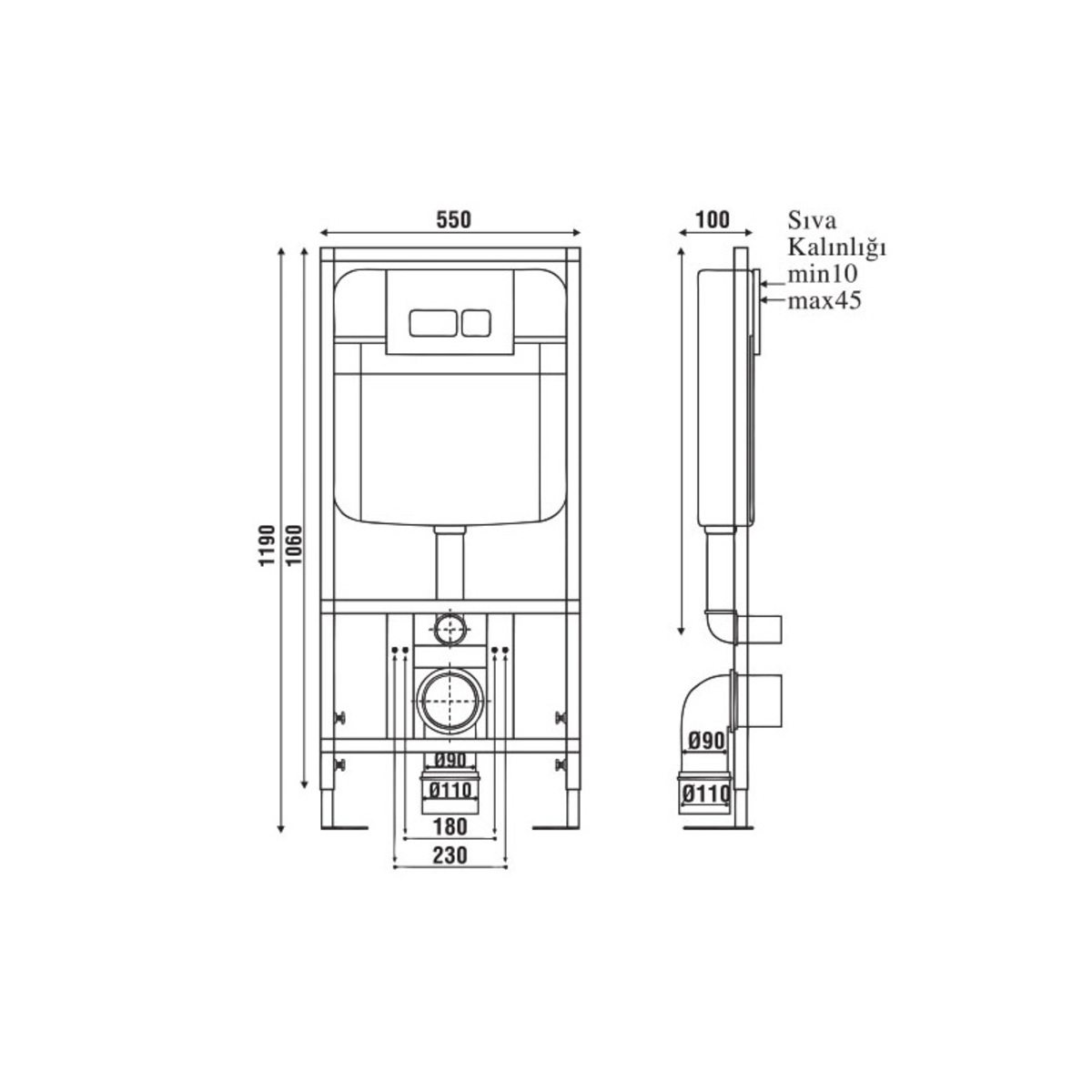 Vodokotlić ugradni AQ026 SA TIPKOM crno – ELMOS Promet
